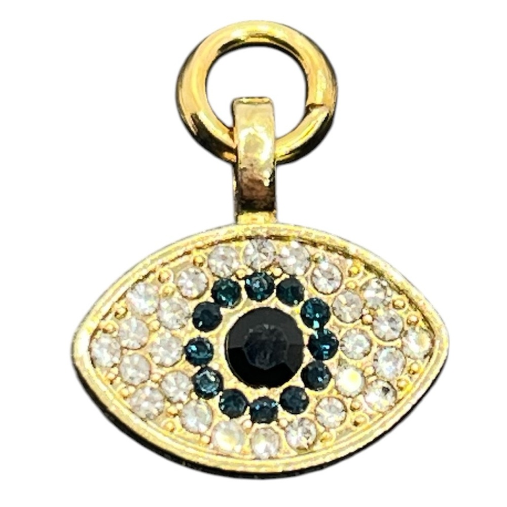 Rhinestone Evil Eye Magic Eye Gold Tone Blue & Clear … - Gem